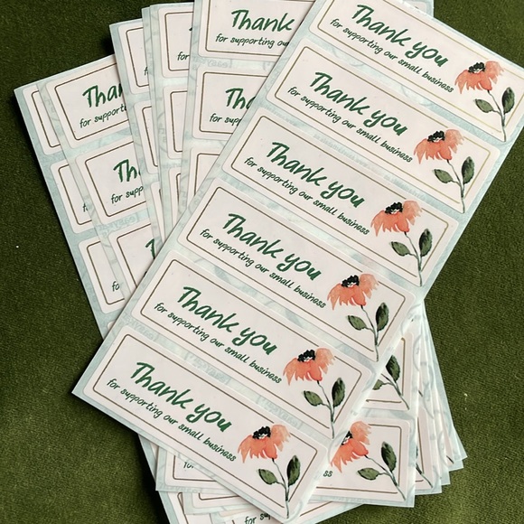 Shipping | Office | New 6 Piece Rectangle Floral Thank You Stickers X4 ...